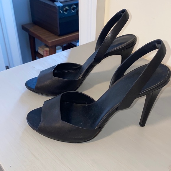 Theory | Shoes | Brand New Theory Sling Black Leather Heels | Poshmark